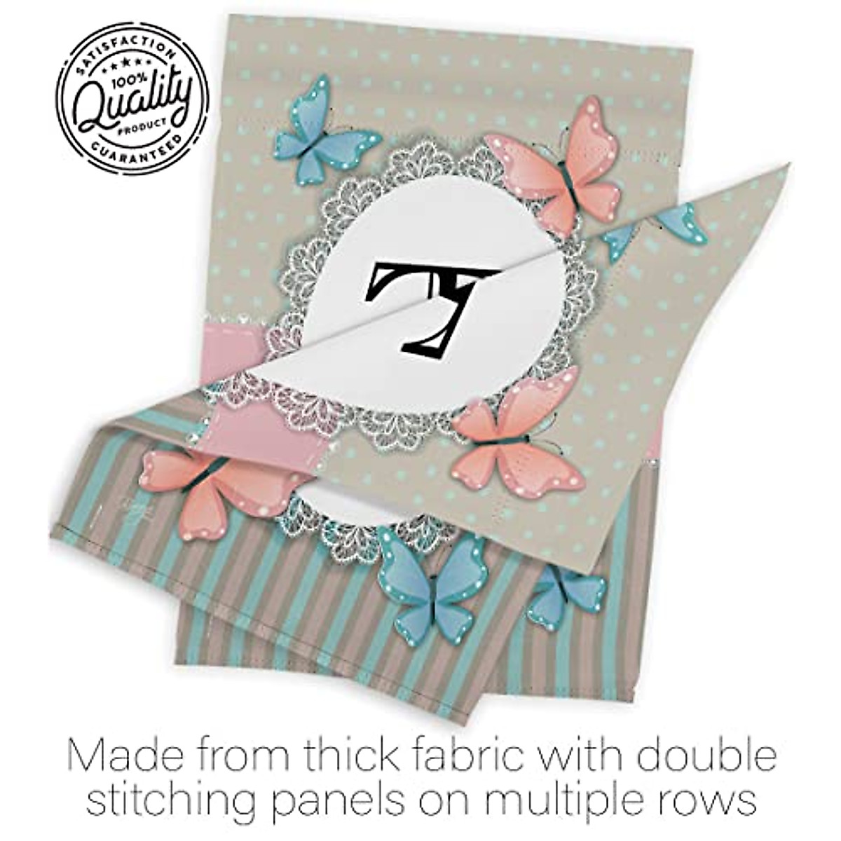 Breeze Decor T Initial Garden Flag Set Wall Hanger Monogram Friends Bugs & Frogs Butterfly Ladybugs Dragonfly Bee Springtime Insect Natural Wildlife House Yard Gift Double-Sided, Made in USA