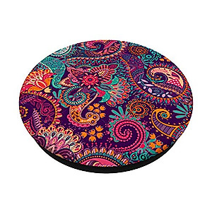 Colorful Paisley Print Pattern Pink Purple Blue Phone Stand PopSockets PopGrip: Swappable Grip for Phones & Tablets