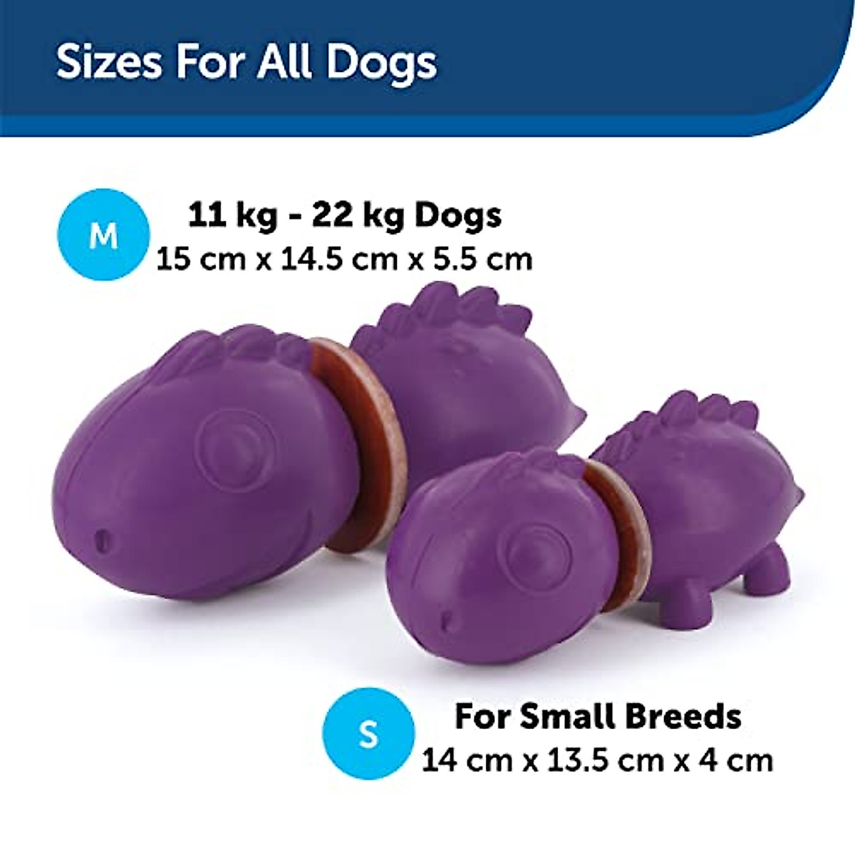 PetSafe Busy Buddy Dinosaur S, Durable Dog Chew Toy, Dog Toy with Treat Rings, Small Dogs