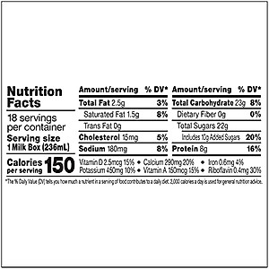 Horizon Organic Shelf-Stable 1% Low Fat Milk Boxes, Chocolate, 8 oz., 18 Pack