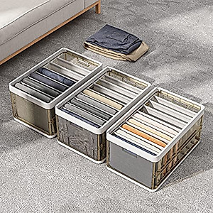 Jeans Organizer for Closet, Wardrobe Clothes Organizer for Folded Clothes, 9 Grids Clothes Drawer Organizer, Stackable Closet Organizer and Storage for Thin Jeans, T-Shirts, Underwear, Legging