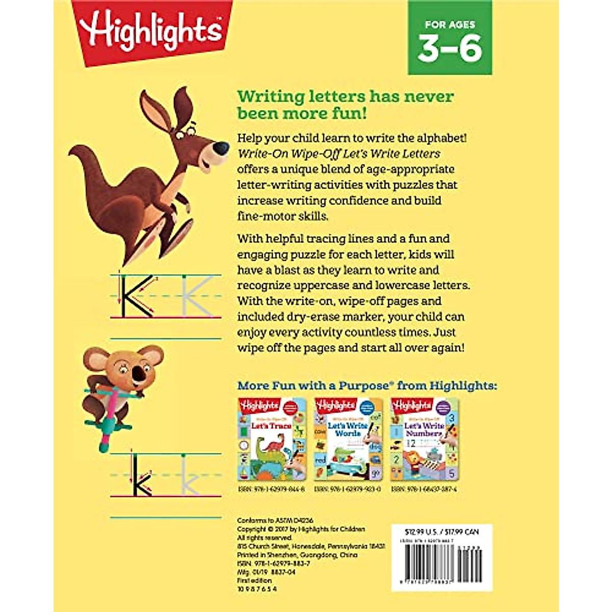 Write-On Wipe-Off Let's Write Letters (Highlights™ Write-On Wipe-Off Fun to Learn Activity Books)