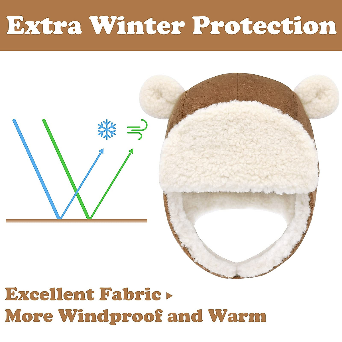 Baby Hat Baby Winter Hats 0-6 Months Baby Boy Hat Baby Boy Winter Hat Sherpa Infant Winter Hat Boy Baby Girl Winter Hat Brown