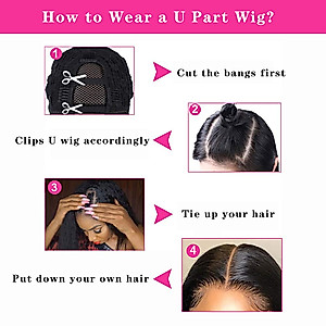 CanaryFly U Part Wigs Human Hair Wigs For Black Women Brazilian Straight Human Hair Wigs None Lace Front Wigs Glueless Natural Color U-part Wigs Hair Extension Clip(26inch, U-Part wig)