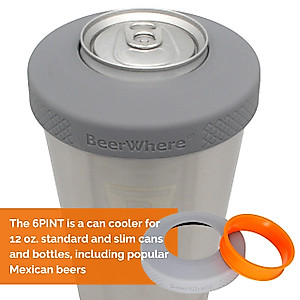 6PINT 6-in-1 Beverage Cooler | 20 oz. Imperial Pint Tumbler | Cooler for 12 to 24 oz. Plastic Cups | Cooler for 12 oz. Cans, Slim Cans, Bottles | Vacuum Insulated Stainless Steel (Navy Blue)