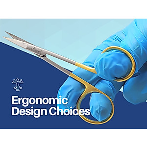 Scissors 4.5 inch Straight Gold Plated handle Dental Surgical art & craft BY Wise Linkers