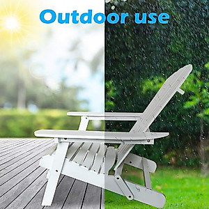 Adirondack Chair Lawn Chair Folding Adirondack Chair Patio Chairs Outdoor Chairs Patio Seating Fire Pit Chairs Wood Chairs for Adults Yard Garden w/Natural Finish (White)