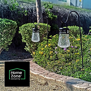 Home Zone Security 2 Packs Solar Crackle Glass Solar Lanterns Light Hanging Outdoor Waterproof 10 Lumens 3000K Decorative Large Crackle Glass Garden LED Lights, No Wiring for Patio Backyard Garden