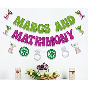 Margs And Matrimony Banner,Margarita Bachelorette Party Decor Soon to Be Bride Party Banner,Mexican Fiesta Bachelorette Cactus Bridal Wedding Engagement Party Decor Supplies Green & Rose Red