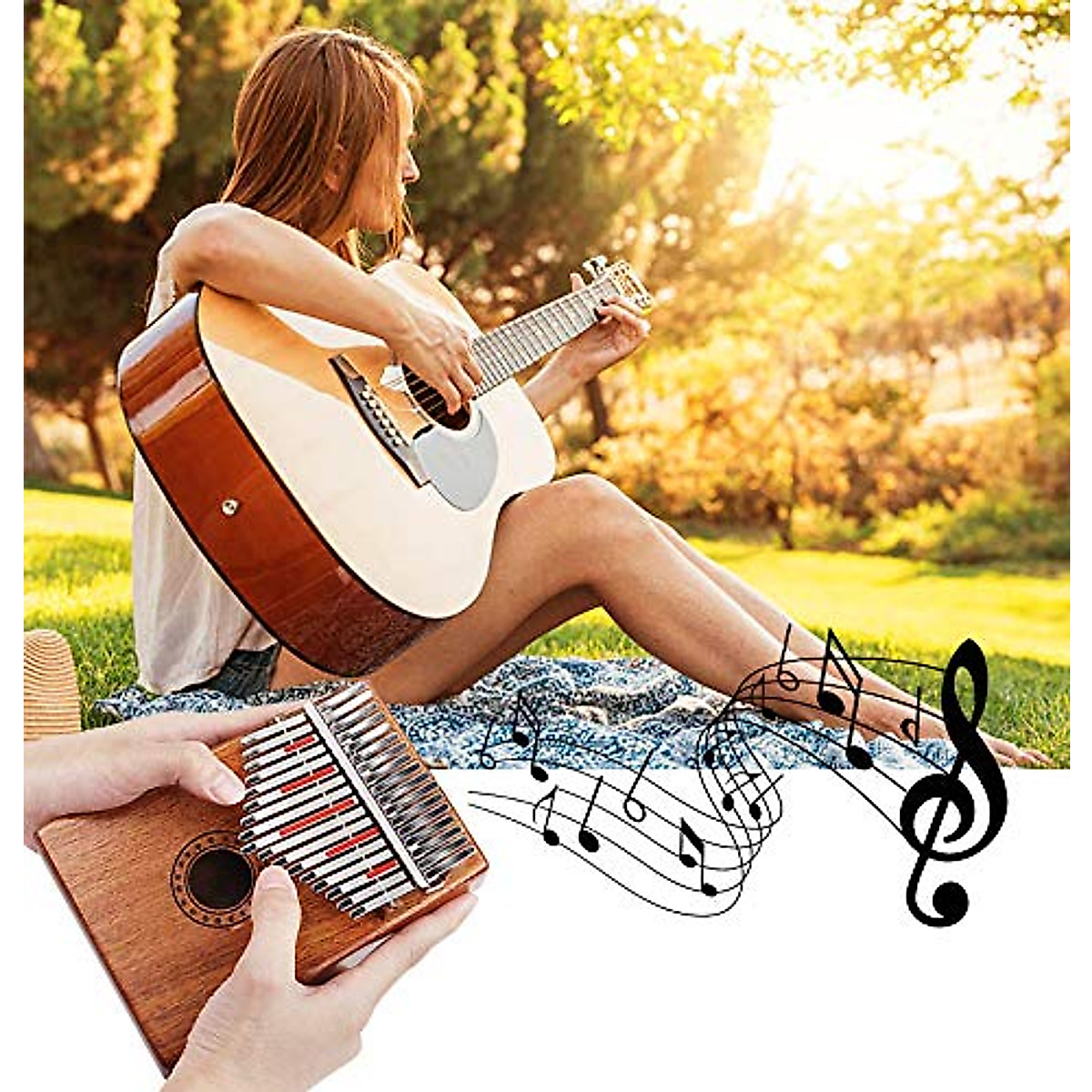 Kalimba Thumb Piano 17 Keys with Mahogany Portable African Mbira Gift for Kids Adult (Style2)