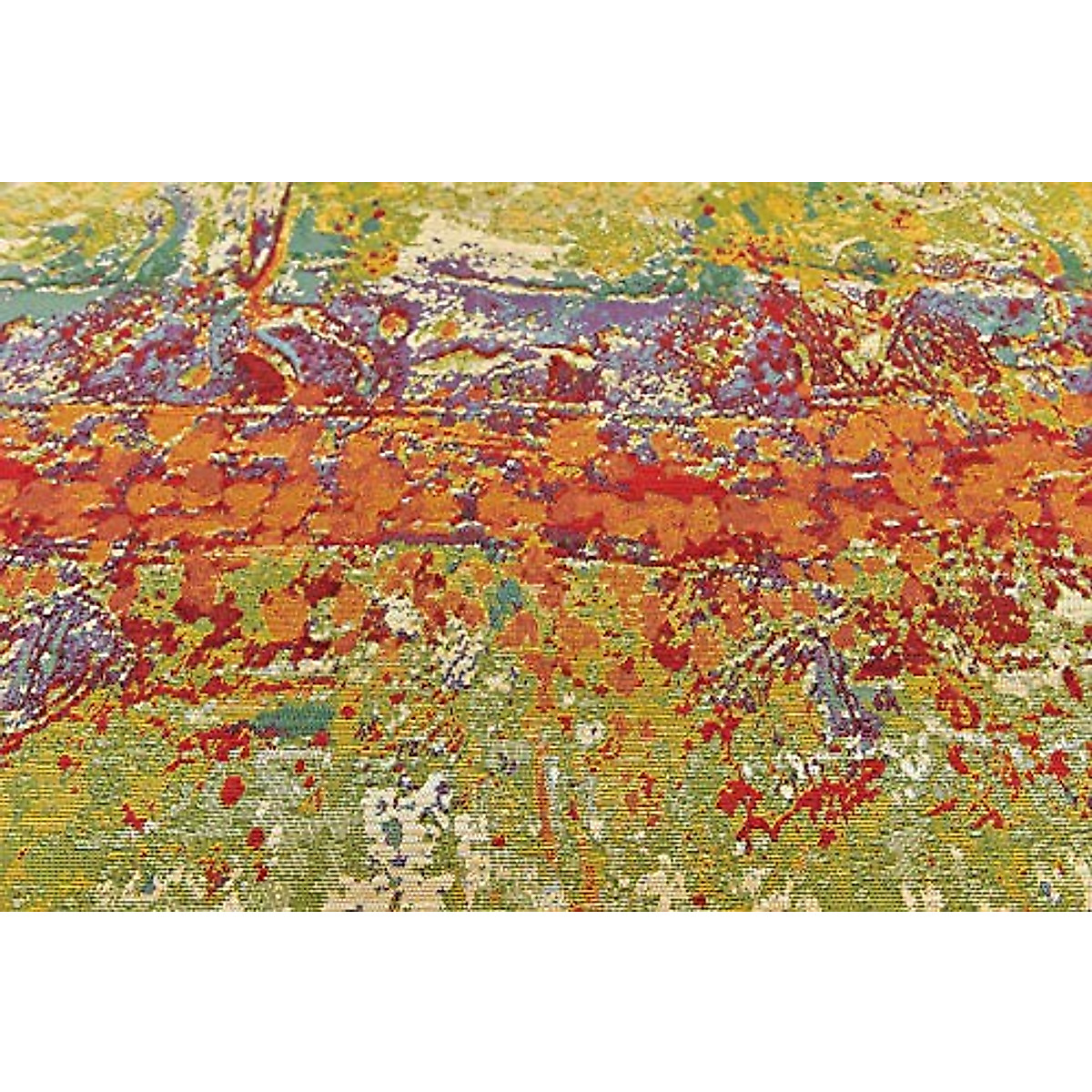 Unique Loom Modern Collection Rustic, Abstract, Distressed, Bright Colors, Indoor and Outdoor Area Rug, 6 ft 0 in x 6 ft 0 in, Multi/Green