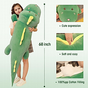 68 Inch Jumbo Dinosaur Plush Toy Pillow,Giant Stuffed Animals,Large Dinosaur Big 5.6 Feet Plushies Stuffed Toys Cute Cuddle Pillows,Great Gift for Kids,Girlfriend Boyfriend Wife Children,Boys,Birthday