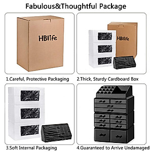 HBlife Makeup Organizer Acrylic Cosmetic Storage Drawers and Jewelry Display Box with 12 Drawers, 9.5 x 5.4 x15.8 Inches, Black