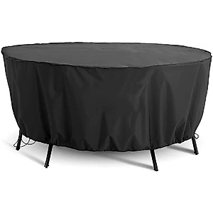 HOMTOL Round Patio Furniture Cover, Outdoor Table Chair Set Covers, Waterproof, UV Resistant, Garden Furniture Protector, 64 inches Diameter