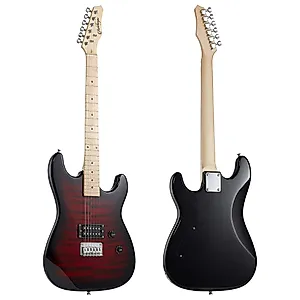 Ashthorpe 39-Inch Full-Size Electric Guitar with Humbucker Pickup (Red), Guitar Kit with Padded Gig Bag, Strap, Strings, Cable, Cloth, Picks