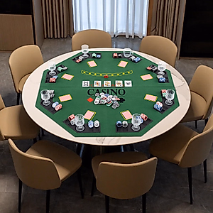 Giantex 48" Poker Table Top, 8 Player Foldable Texas Holdem Poker Mat Layout w/Carrying Bag, Cup Holders, Chip Trays, Portable Anti-Slip Blackjack Octagonal Poker Table Topper for Card Casino Game