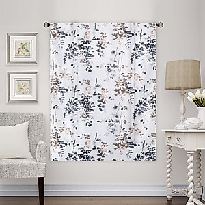 Mightree Blackout Tie Up Curtains for Windows, Three-Layer Woven Roman Curtains, Thermal Insulated Balloon Curtain, Shade Rod Valance Curtains for Kitchen, Living Room, Bedroom, Brown, 42" Wx63 L