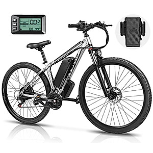 E·Bycco EBycco Electric Bike for Adults 750W, 29" Electric Mountain Bike 48V 13Ah Removable Battery, 28-31MPH EBike with Shimano 21 Speed,Pedal Assist,Lockable Suspension Fork, LCD Display,Headlights