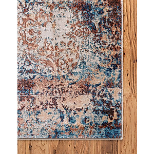 Unique Loom Mystic Collection Area Rug - Seine (8'x 10' Rectangle, Brick Red/ Blue)