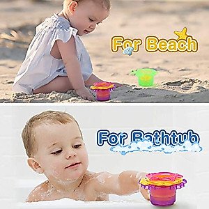 GILOBABY 15 PCS Baby Bath Toys, Animal Spinning Gear Toddler Bath Time Sensory Development Toy Set with Stacking Cup, Attaches to Any Size Tub Wall, Ideal Educational Toys for Child