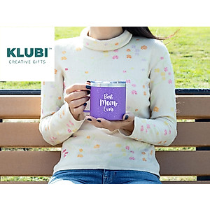 KLUBI Best Mom Ever Gifts - Purple Tumbler/Mug 14oz - Gift Idea for Mothers Day, From Daughter Son, Birthday, Cute