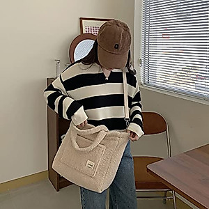 Fluffy Tote Bag for Women Plush Crossbody Handbag Sherpa Fleece Shoulder Bag Girls Teddy Fur Fuzzy Hobo Purse