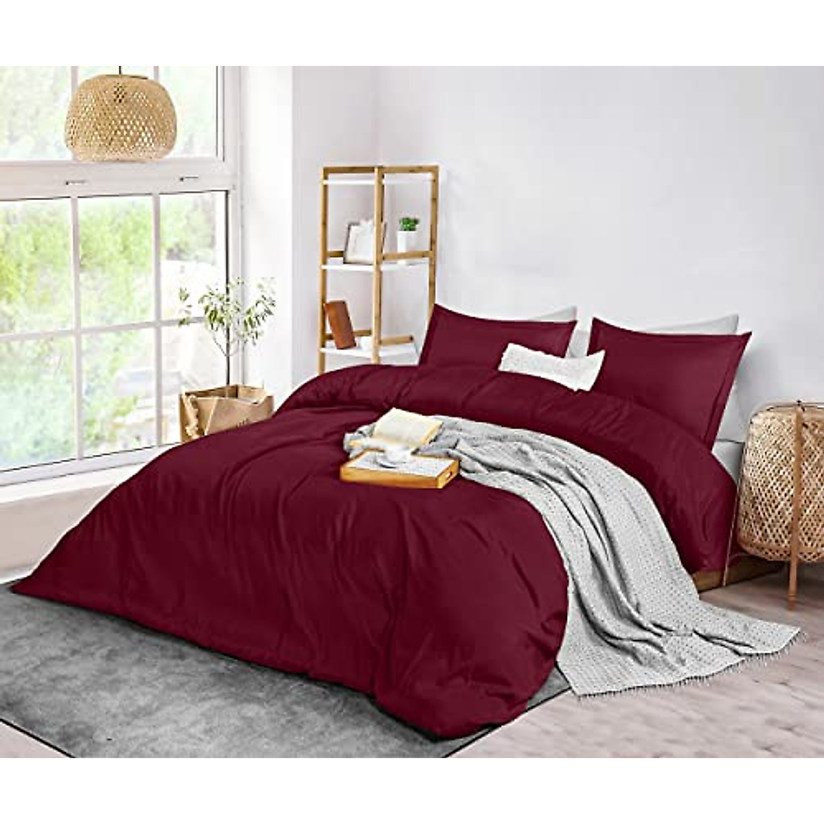 Utopia Bedding Duvet Cover King Size Set - 1 Duvet Cover with 2 Pillow Shams - 3 Pieces Comforter Cover with Zipper Closure - Ultra Soft Brushed Microfiber, 104 X 90 Inches (King, Burgundy)