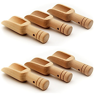 6 PCS Mini Wooden Scoops Bath Salt Spoon 3 Inch Long for Bath Salts, Candy, Spices, Laundry Detergent, Tea, Coffee Beans