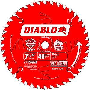 Freud D0740A Diablo 7-1/4 40 Tooth ATB Finishing Saw Blade with 5/8-Inch Arbor, Diamond Knockout, and PermaShield Coating