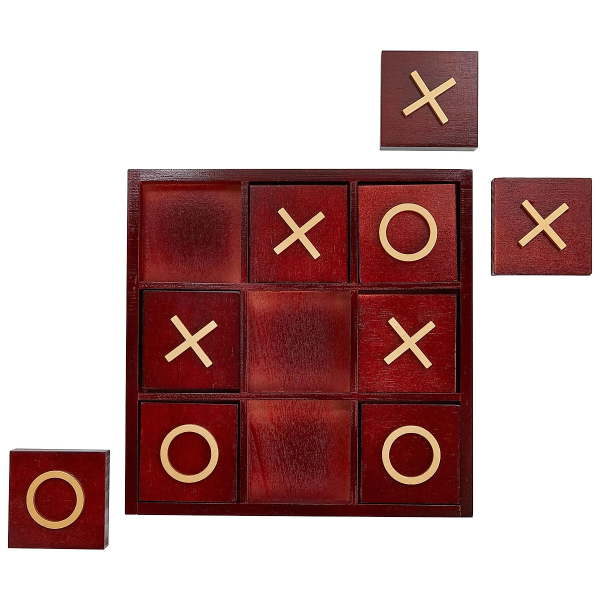 9.5-inch Wooden Tic Tac Toe Game, Decorative Coffee Table Games for Adults and Family Activities