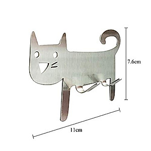 DPOWERFUL 3 Pcs Towel Hook Self-Adhesive Bath Robe Hook 2 Hooks Creative Cat Deco Wall Hooks Stainless Steel Towel Rack Coat Hooks for Bathroom Kitchen