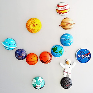 Planet Magnet - 13pcs Cool Decorative Solar System Refrigerator Magnet for School Office Whiteboard Locker, Great Astronomy Gift for Space Lover Teens Adult - Big Strong Magnet with Gift Packed