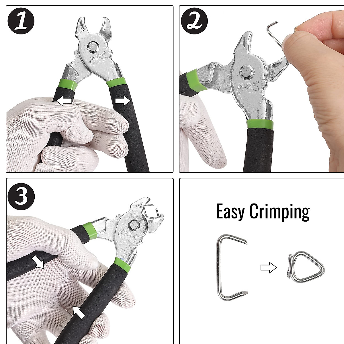 Mr. Pen- Hog Ring Pliers Kit, 110 Pack 3/4" Galvanized Hog Rings with 1 Hog Ring Pliers, Hog Rings and Pliers, Hog Ring Pliers for Fencing, Automotive Upholstery Hog Rings and Pliers