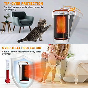 Electric Space Heater, 70° Oscillating with 1500W/750W PTC Fast Heating Portable Heater Fan, Safe and Quiet Small Room Heater with Tip-Over and Overheat Protection for Office Bathroom Desk Indoor Use