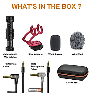 Camera Microphone,Comica CVM-VM10II Professional Video Microphone with Shock Mount, Deadcat,Compact Shotgun Mic Compatible with iPhone,DSLR Camera,Android Smartphones- Perfect for TikTok YouTube Vlog