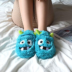 LA PLAGE Boys Slippers Cotton-Shaped Monster Upper House Cartoon Slippers Size Toddler 11 US Blue