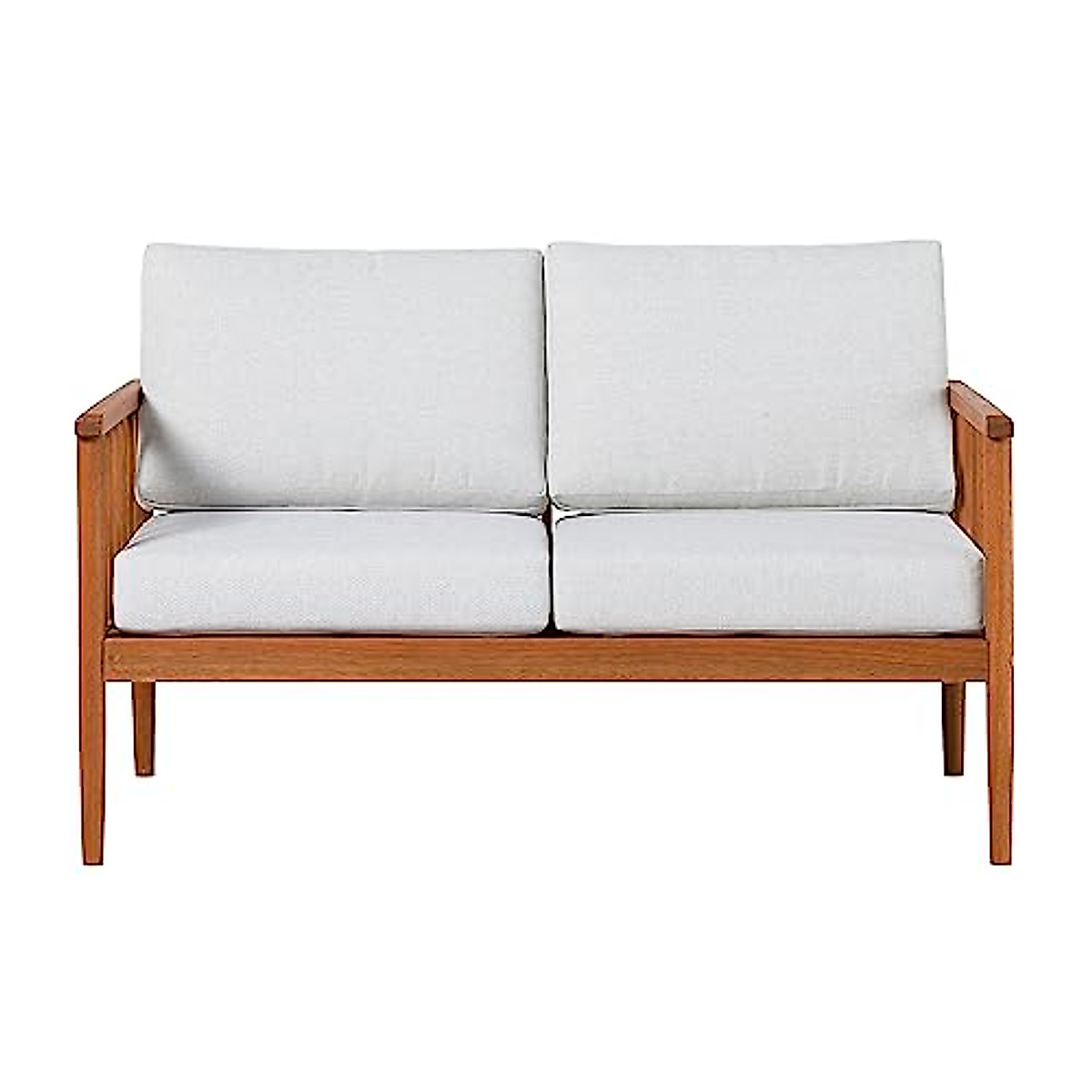 Walker Edison Dekian Modern Outdoor Spindle Style Double Lounge, 51 Inch, Brown