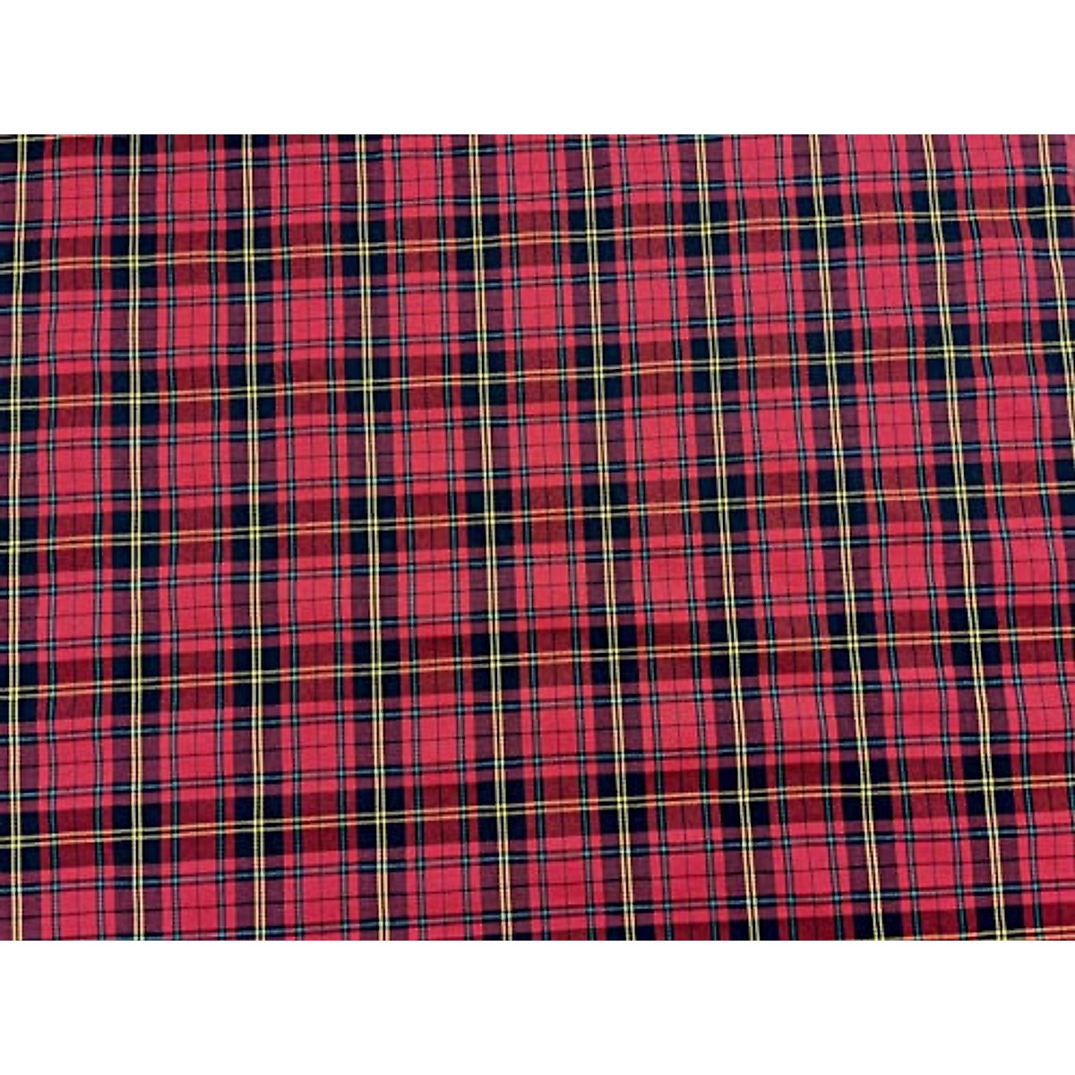 AMORNPHAN 60 Inch Plaid Scottish Traditional Pattern Tartan Motif Printed 100% Woven Cotton Fabric for Clothing Tablecloth Decorative Sewing Arts Crafts Upholstery and Home Accents for 1 Yard (Red)
