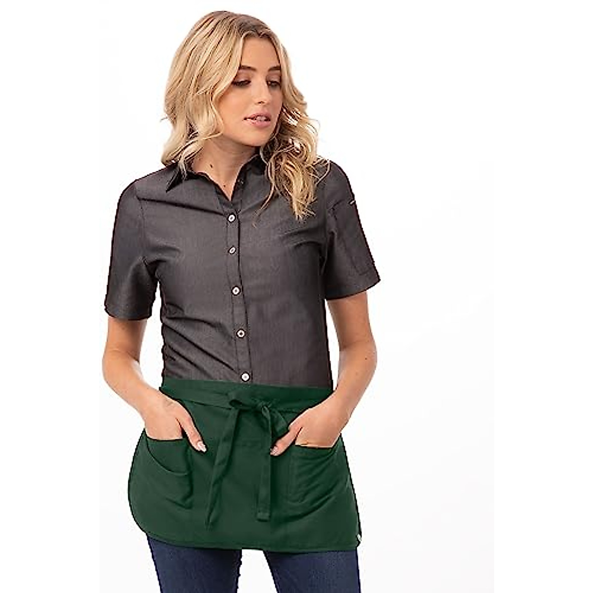 Chef Works Unisex Reversible Waitress Apron, Hunter Green, One Size