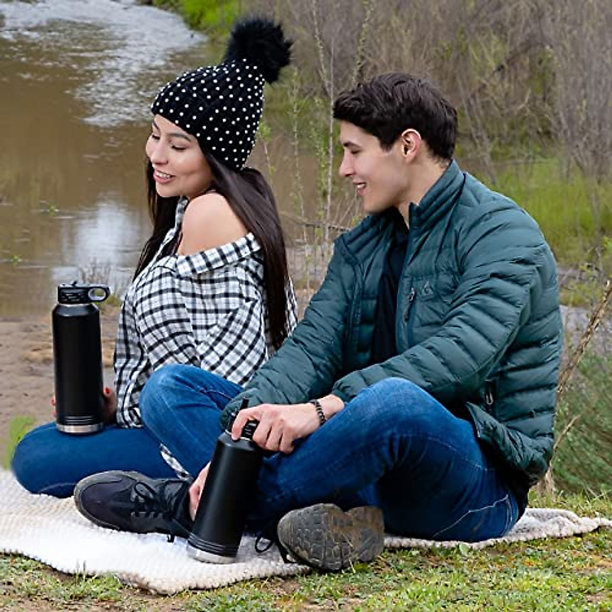 LaserGram 40oz Double Wall Flip Top Water Bottle With Straw, Softball Player Woman, Personalized Engraving Included (Black)