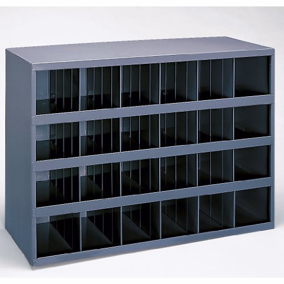 Durham 356-95 Gray Cold Rolled Steel 24 Opening Bin with Slope Self Design, 33-3/4" Width x 23-7/8" Height x 12" Depth