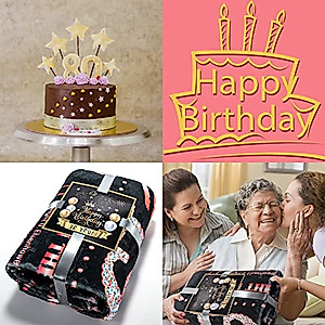 Henghere 80th Birthday Gifts for Women Friend, Mom, Grandma, Sister, Wife, Aunt, Coworker, Happy 80 Year Old Birthday Decorations Women | Blanket for Bed Sofa 60x50 Inches, Rose Gold