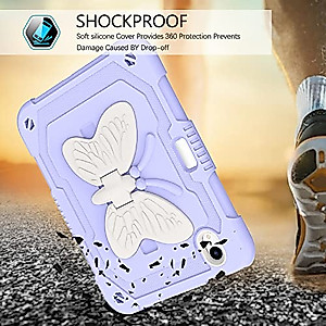 BENTOBEN iPad Mini 6 Case, 2021 iPad Mini 6th Generation Case with Pencil Holder 2 in 1 Heavy Duty Rugged Shockproof Kickstand Hybrid Bumper Protective Girl Women Boy Mini 6 Tablet Cover,Purple Design