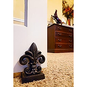Lulu Decor 100% Cast Iron Fleur De Lis Door Stopper, 5 lbs 11 oz, Well Built Door Stopper, 6.50" H, 8" L