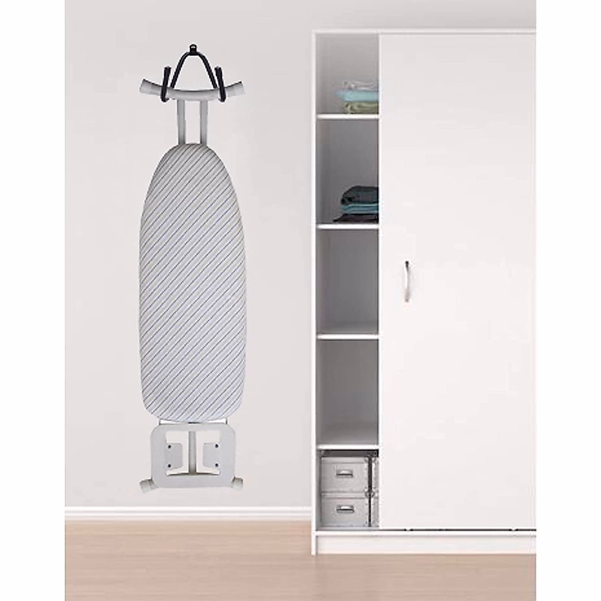 Pmsanzay Ironing Board Hanger Wall Mount Ironing Board Holder Organizer Wall Rack Iron Board Caddy, Adjustable Rack Great for Laundry Rooms Storage Rack Hanging Shelf Hanger - Hold up to 50LB.