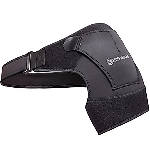 Stuffvisor Shoulder Support Brace with Pressure Strap Pad for Rotator Cuff, Tendonitis, Dislocation, Bursitis and other Shoulder Injuries, with Shoulder Sling, Compression Arm Sleeve Unisex, Onesize