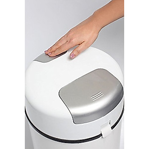 Bubula Premium Steel Diaper Waste Pail with Air Tight Lid and Lock, White/White