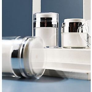 XAOUS Cream Jar Vacuum Bottle,Thicken Small Empty Airless Cosmetic Container Lotion Dispenser With Pump -Travel Containers For Creams, Gels & LotionsLeak Proof, Bottles Toiletries Cosme, 0.5oz