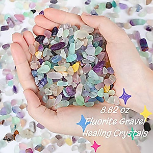 Fluorite Crystals Polished Gravel Aquarium Tumbled Stones Chips Stone Crushed Crystal Quartz Pieces Irregular Gem Rocks Home Decoration Tank Succulent Plants Vase Filler Bottom Ornament 0.55lbs