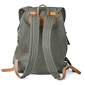 Gootium Canvas Backpack - Vintage Military Rucksack Travel Dayack, Green